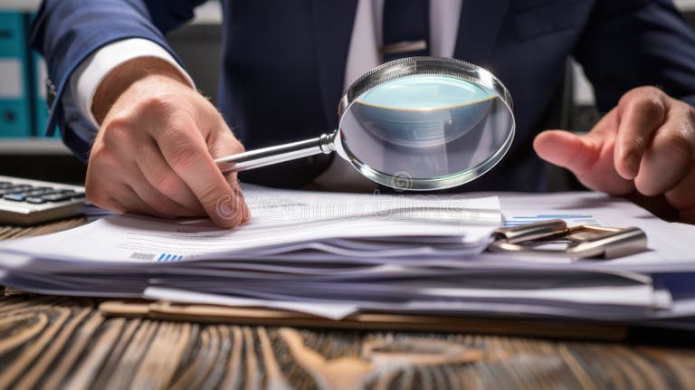 The Hand Inspecting Documents.AI Generated Image Stock Image - Image of ...