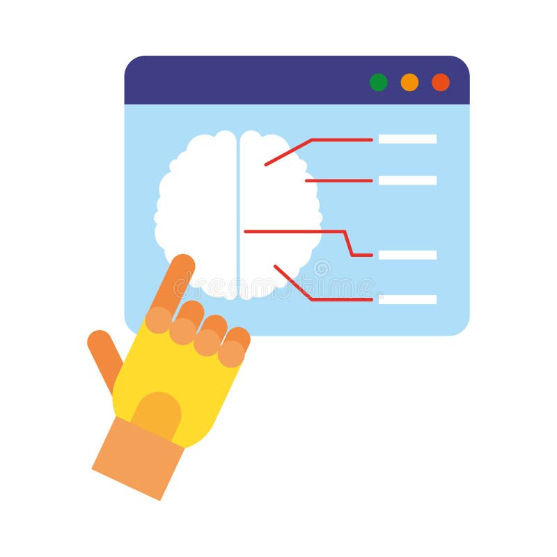 Hand Interacting with Brain Interface Stock Vector - Illustration of ...