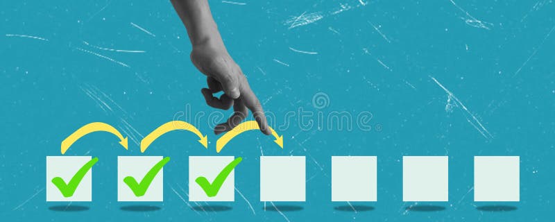Hand Interacting with Checkboxes on a Bright Teal Background Indicating ...