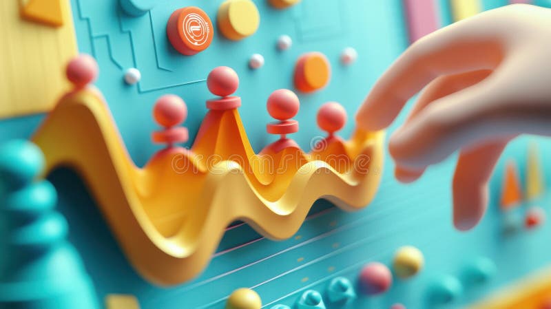 A Hand Interacting with a Colorful, Abstract Model Featuring Various ...