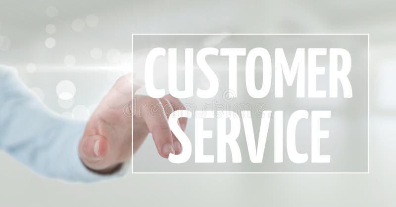 Hand Interacting with Customer Service Business Text Against White ...