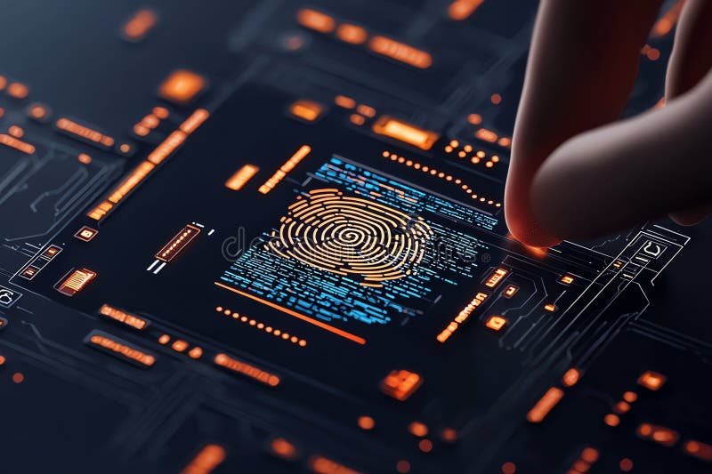 Hand Interacting with a Digital Fingerprint Scanner on a Hightech ...
