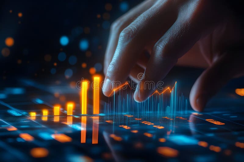 A Hand Interacting with a Digital Graph and Data Display Stock ... A Hand Interacting with a Digital Graph and Data Display Stock ...
