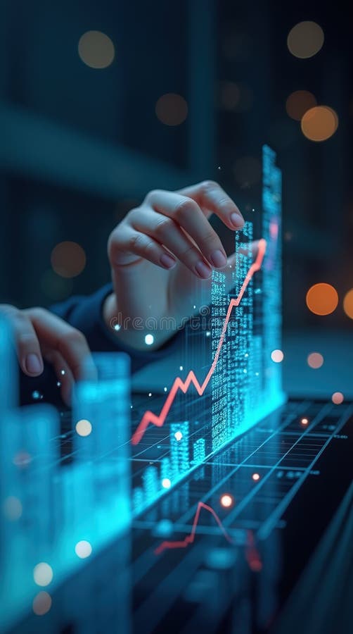 Hand Interacting with Digital Graph on Virtual Interface Stock ...