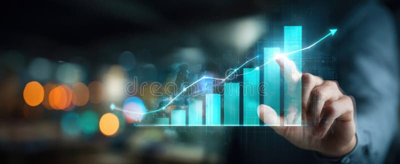 The Hand Interacting with a Digital Growth Chart Showcasing Business ...