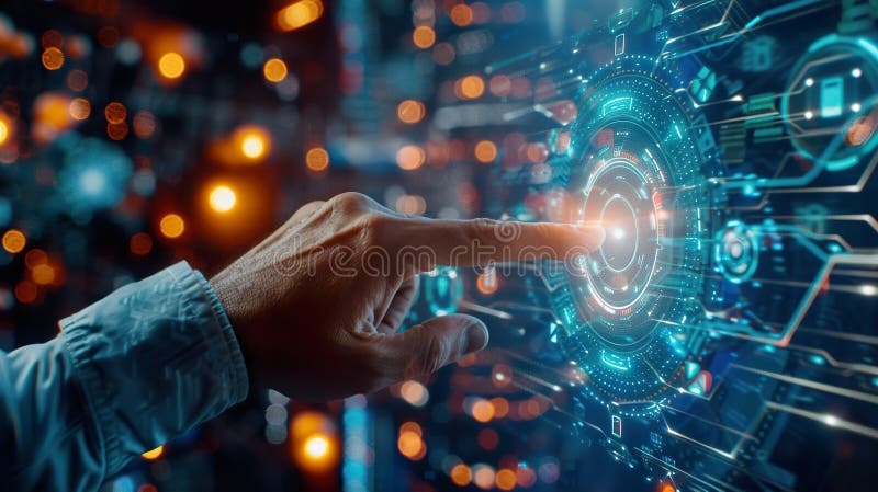 Hand Interacting with Digital Interface Displaying Cybersecurity ... Hand Interacting with Digital Interface Displaying Cybersecurity ...