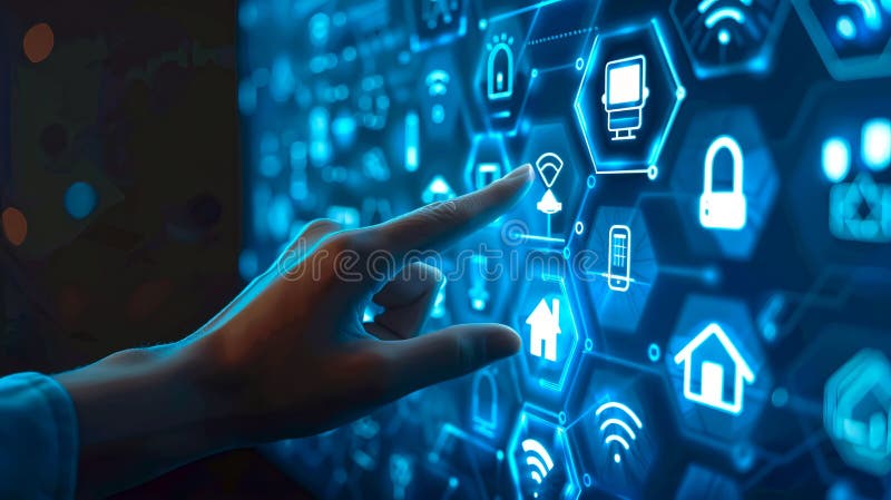 Hand Interacting with Digital Interface on Futuristic Screen ...