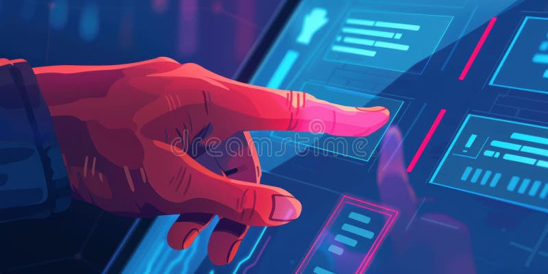 Hand Interacting with Digital Interface. Created by Generative ...