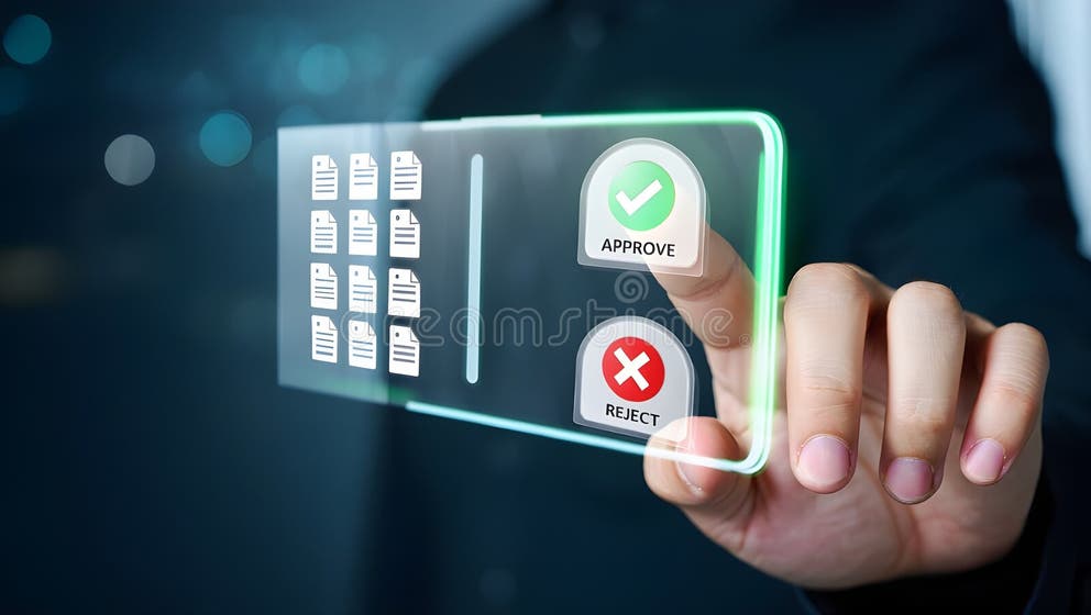 Hand Interacting with a Digital Interface To Approve or Reject ...