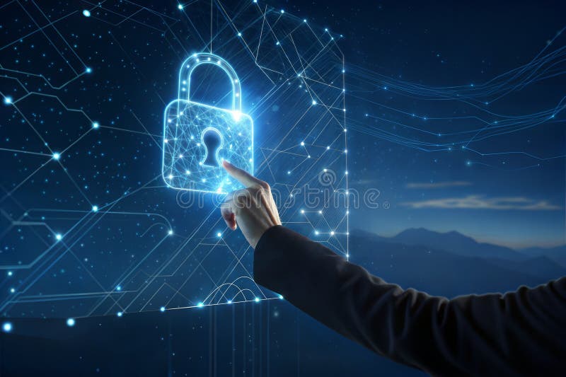 Hand Interacting with a Digital Lock for Secure Access. Stock ...