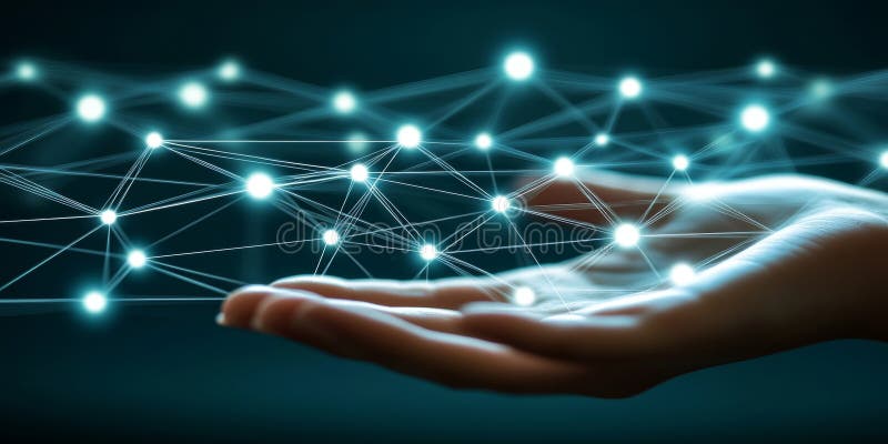 Hand Interacting with Digital Neural Network, Bright Nodes and ...