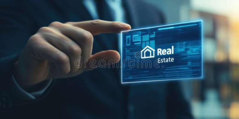 Hand Interacting with Digital Real Estate Interface Displaying Property ...