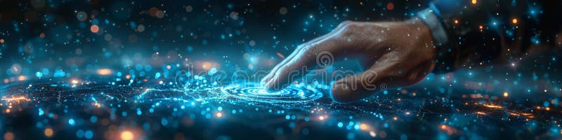 A Hand is Interacting with a Digital Screen, Pressing a Button Stock ...