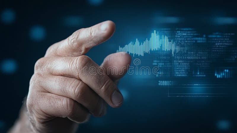 A Hand Interacting with Digital Sound Waves, Showcasing Technology and ...