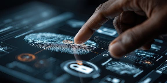 Hand Interacting with Digital Touch Screen Interface Displaying ...