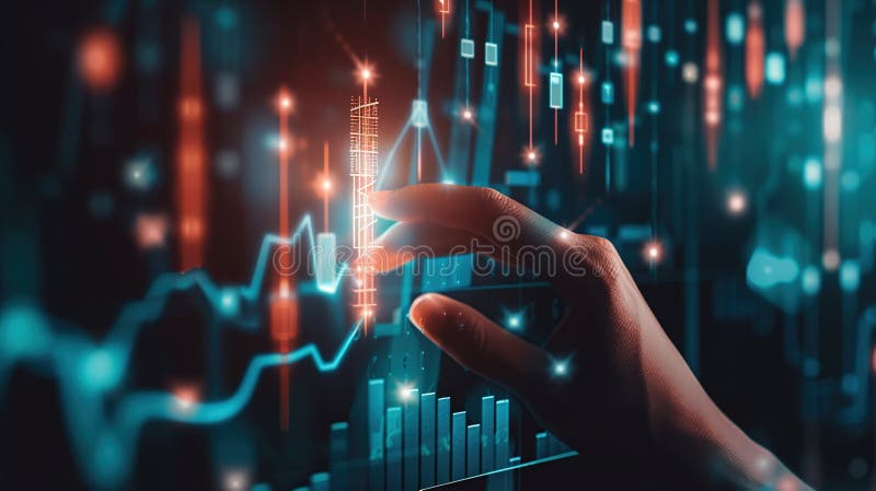Hand Interacting with Financial Data Stock Illustration - Illustration ...