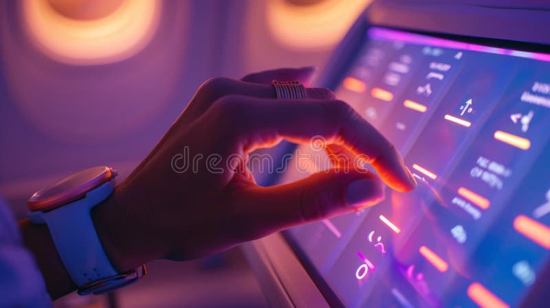 Hand Interacting with a Futuristic Touch Screen. Stock Photo - Image of ...
