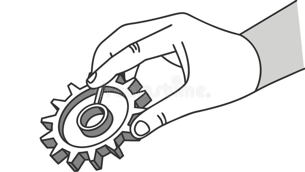 Hand Interacting with Gear, Problem Solving, Vector Design Generative ...