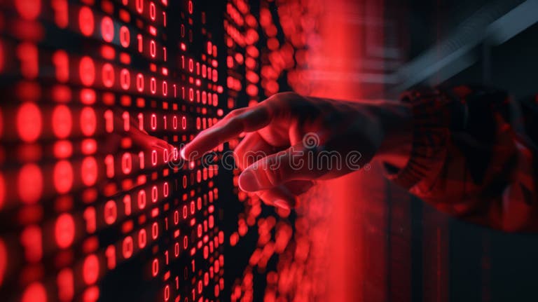The Hand Touching Binary Code.AI Generated Image Stock Image - Image of numbers, cyber: 379402367
