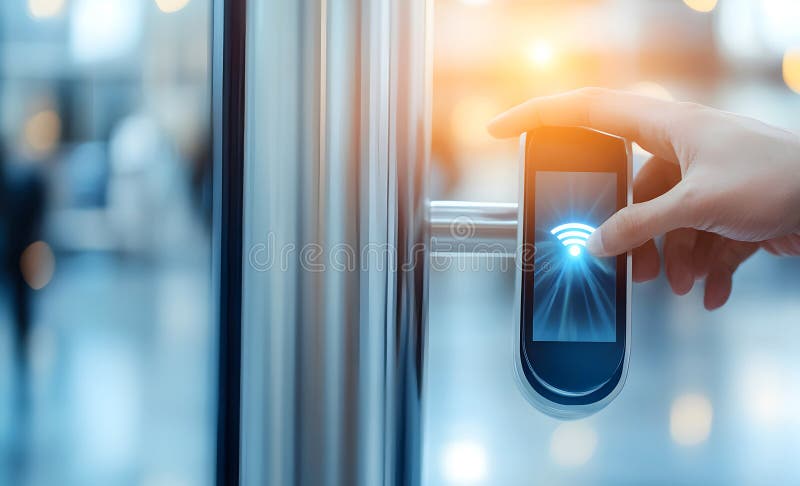 A Hand Interacting with a Modern Digital Access Panel Featuring a ...