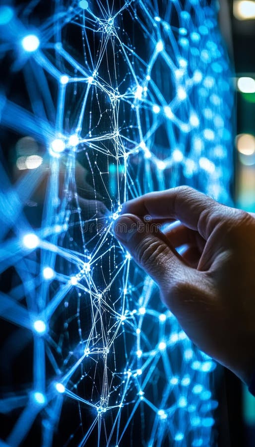 Hand Interacting with Network, Building Connections, Global ...