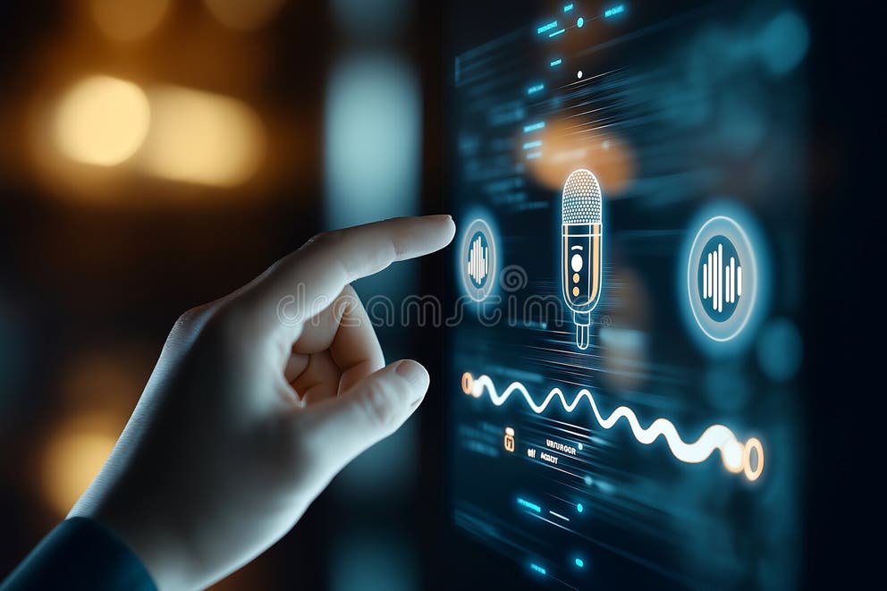 Hand Interacting with Virtual Microphone Interface Showcasing Sound ...