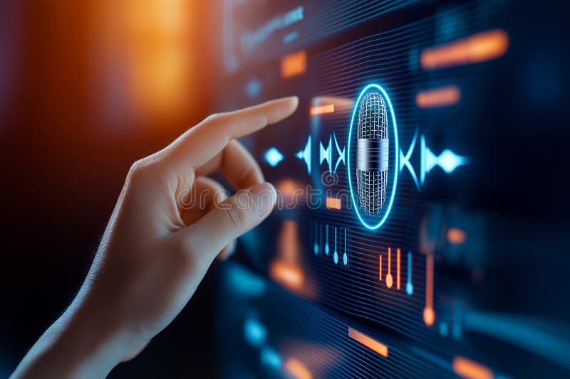 Hand Interacting with Virtual Microphone Interface Showcasing Sound ...