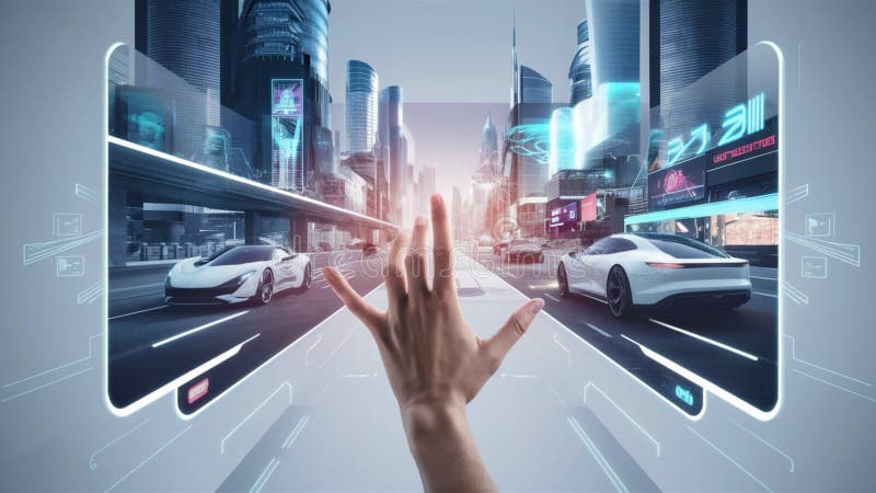 A Hand Interacting with a Virtual Reality Interface 2 Stock ...