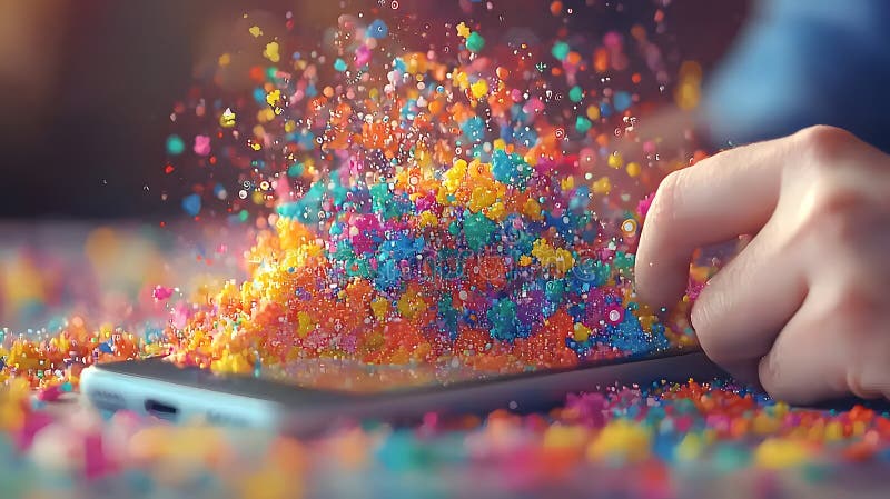 Vibrant Colorful Explosion on Mobile Screen AI Generated. Stock ...