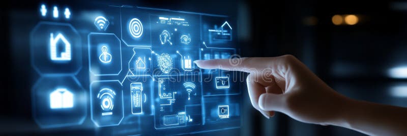 A Hand Interacts with a Digital Control Panel Showcasing Smart Home ...