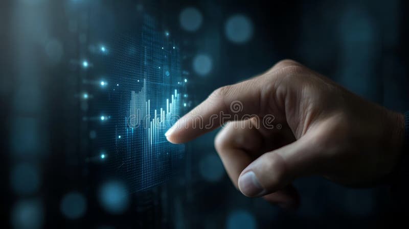 A Hand Interacts with a Digital Financial Graph, Symbolizing Data ...