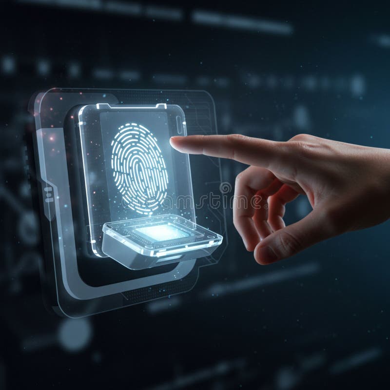 A Hand Interacts with a Digital Fingerprint Scanner, Depicted ...