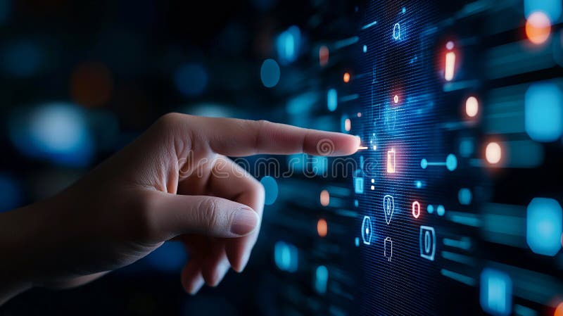 A Hand Interacts with Digital Interface Highlighting Connection between ...