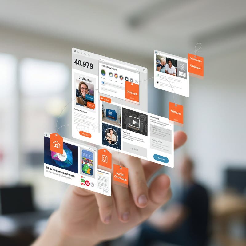 Office Setting Showcasing Digital Icons Stock Illustrations – 236 ...