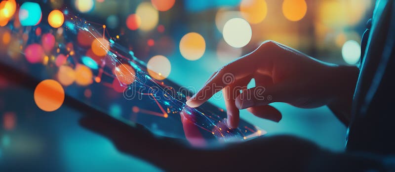 Digital Innovation Futuristic Technology Hand Using Tablet Interface ...