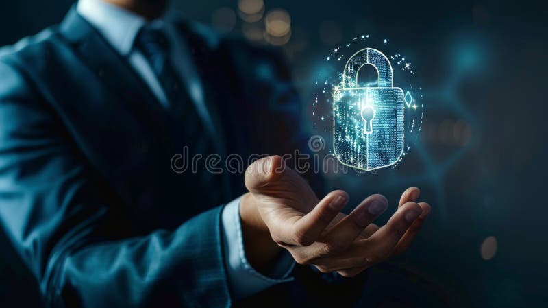 A Hand Interacts with a Glowing Digital Lock Icon Amidst a Network of ...