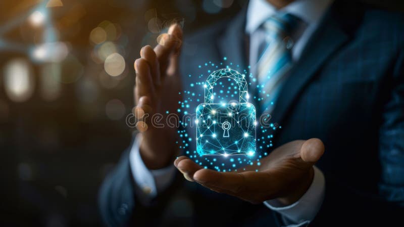 A Hand Interacts with a Glowing Digital Lock Icon Amidst a Network of ...