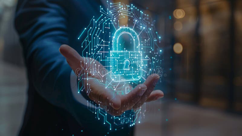 A Hand Interacts with a Glowing Digital Lock Icon Amidst a Network of ...