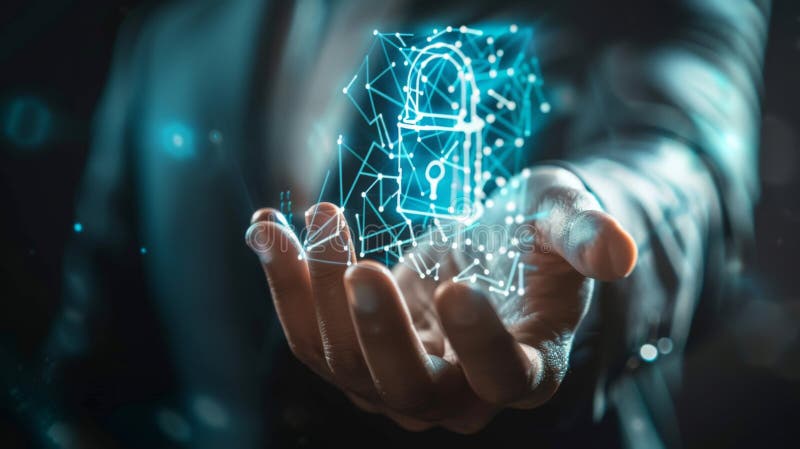 A Hand Interacts with a Glowing Digital Lock Icon Amidst a Network of ...