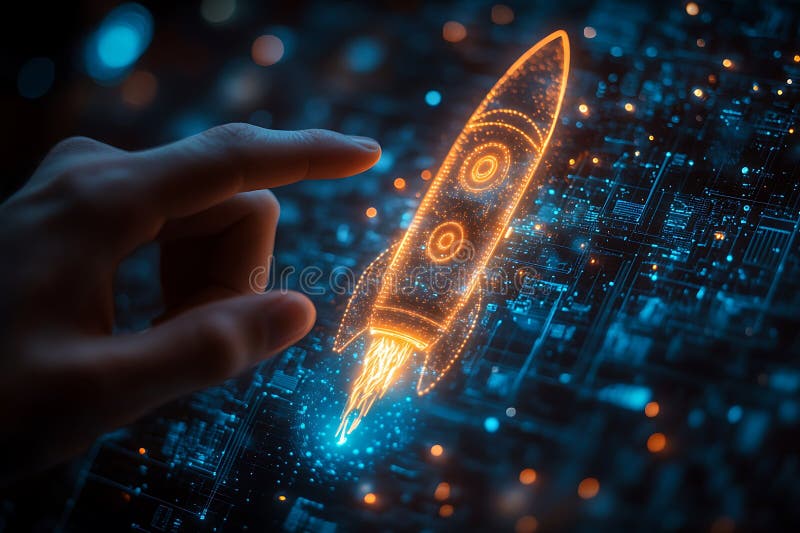Digital Rocket Launch Innovation, Technology Startup, Future Concept ...