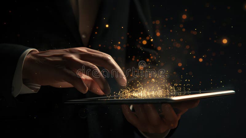 The Illumination from Tablet.AI Generated Image Stock Photo - Image of ...