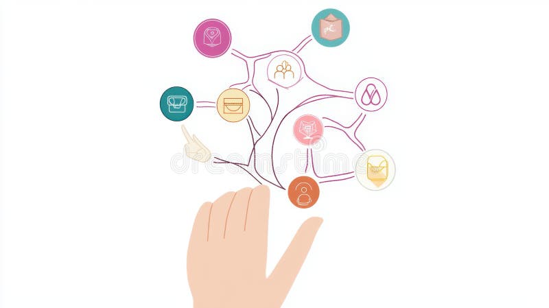 Interactive Concept Map stock illustration. Illustration of digital ...