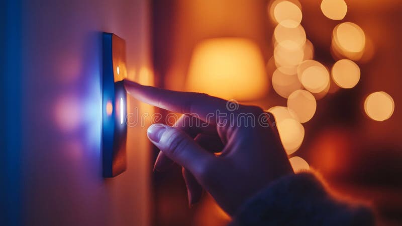A Hand Interacts with a Smart Home Light Switch Stock Illustration ...