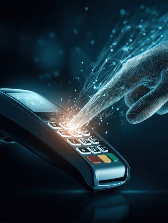 Touchless Payment System Demonstrates Glowing Hand Scan Technology for ...
