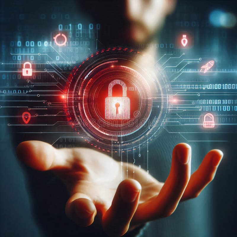 Hand Interacts with a Virtual Interface Highlighting a Cybersecurity ...