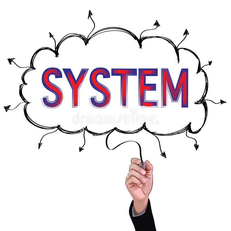 Hand Isolate Pencil Idea Write Red System Business Illustration. Stock ...