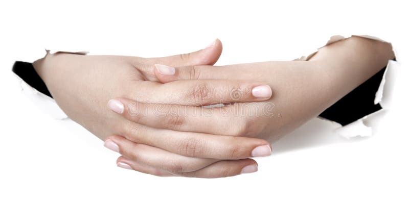 Gripping Hand . Reaching Paper Catching Tearing Ho Stock Photo - Image ...