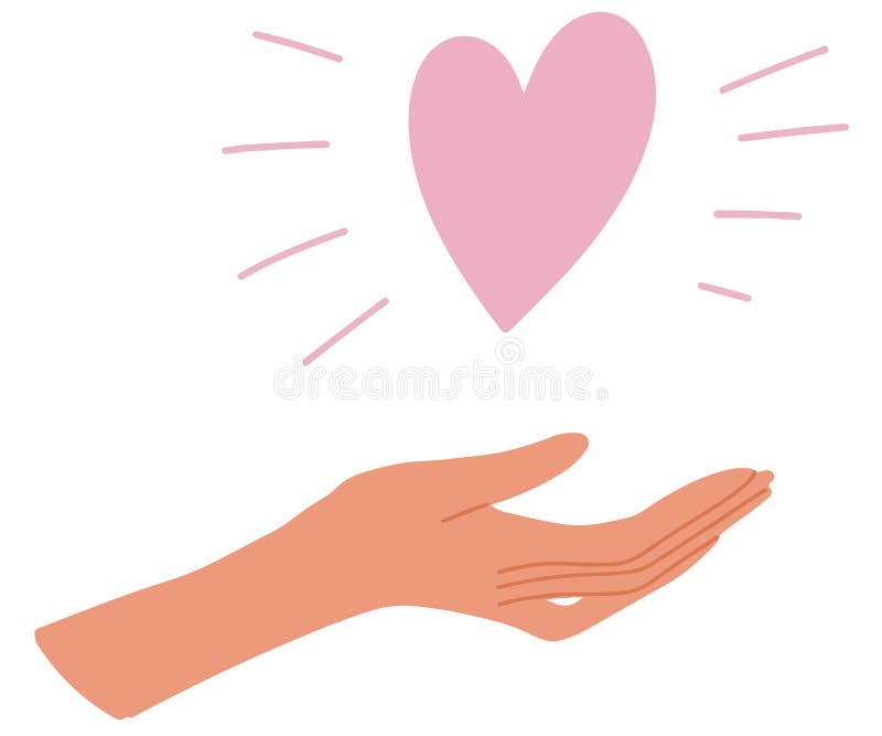 Hand Keep Heart Flat Hand Drawing Conceptual Stock Vector ...