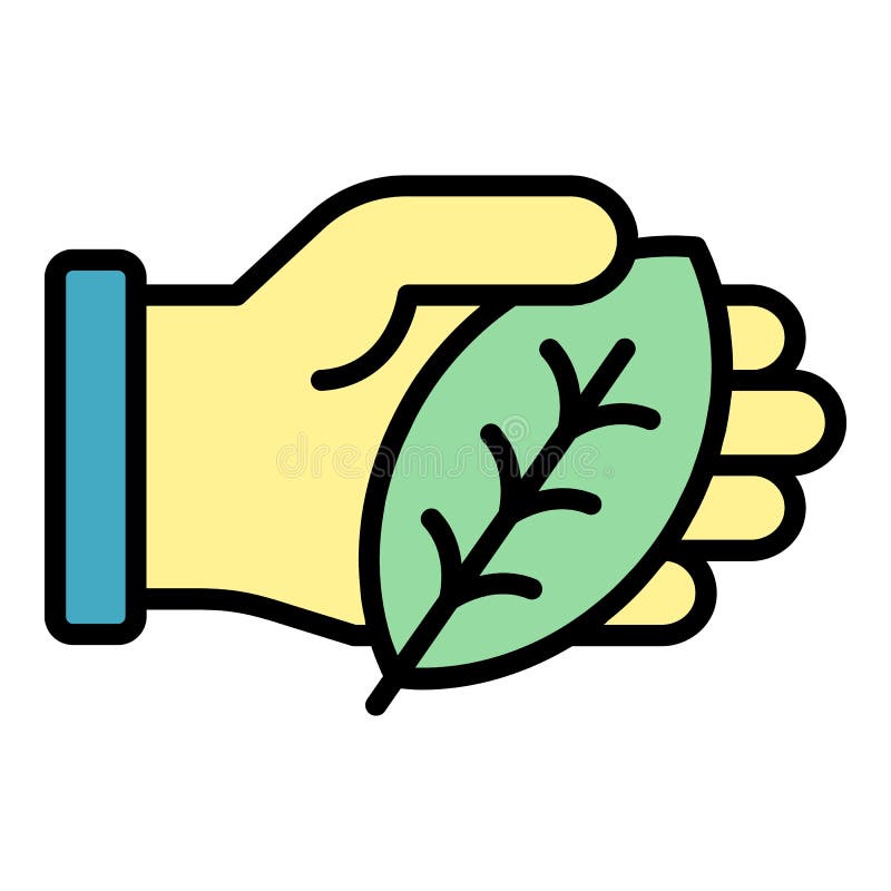Hand Keep Leaf Icon Color Outline Vector Stock Vector - Illustration of ...