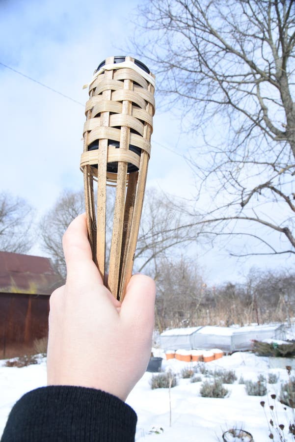 Hand Keep Torch without Flame Stock Image - Image of handicraft, snow ...